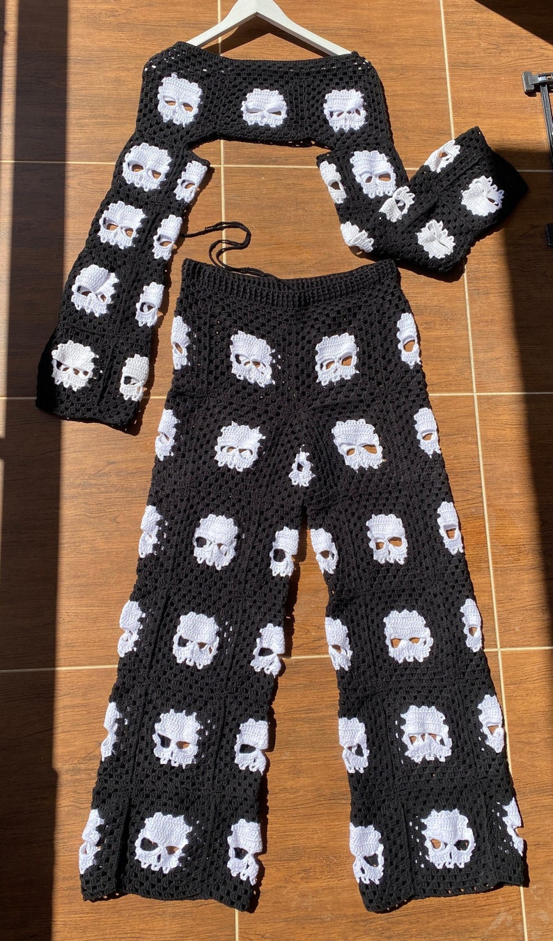 Crochet Skull Pants for Adults, Handmade Crochet Skull Pant for Women ...