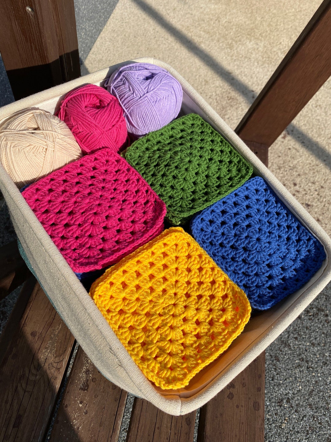 Granny Squares, Set of Crocheted Squares, Finished Granny Square Kit ...