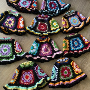 African Violet Bucket Hats, African Flower Crochet Square Bucket Hats ...