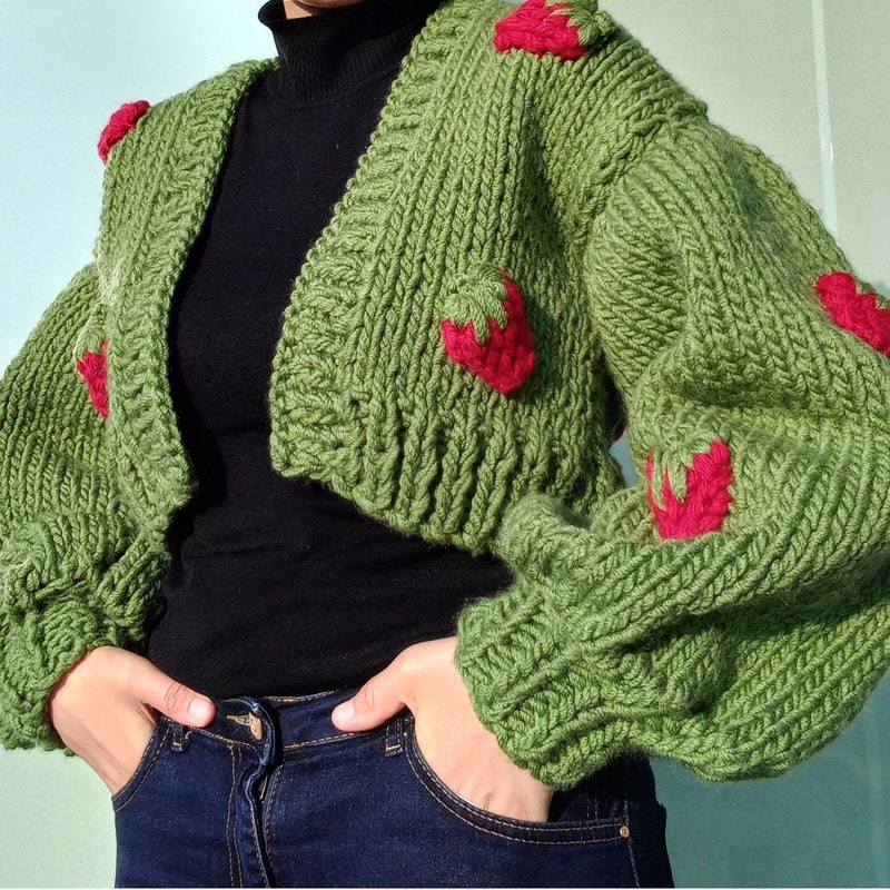 Strawberry Cardigan - Etsy