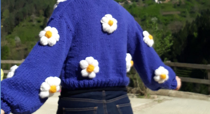 Blue Cardigan for Woman, Hand Knit Jacket Women, Chunky Cardigan ...