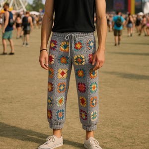 Crochet Pants for Mens, Granny Square Mens Pants, Midi Crochet Men's ...