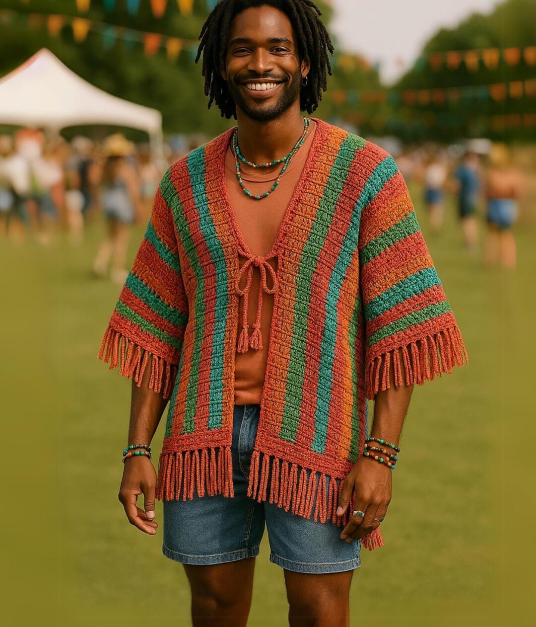 Crochet Kimono Men, Rave Outfit for Men, Festival Outfit Men, Men Rave ...