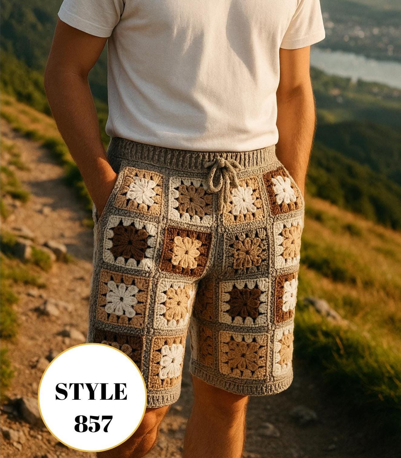 Crochet Mens Shorts, Granny Square Men's Shorts, Mens Crochet Shorts ...