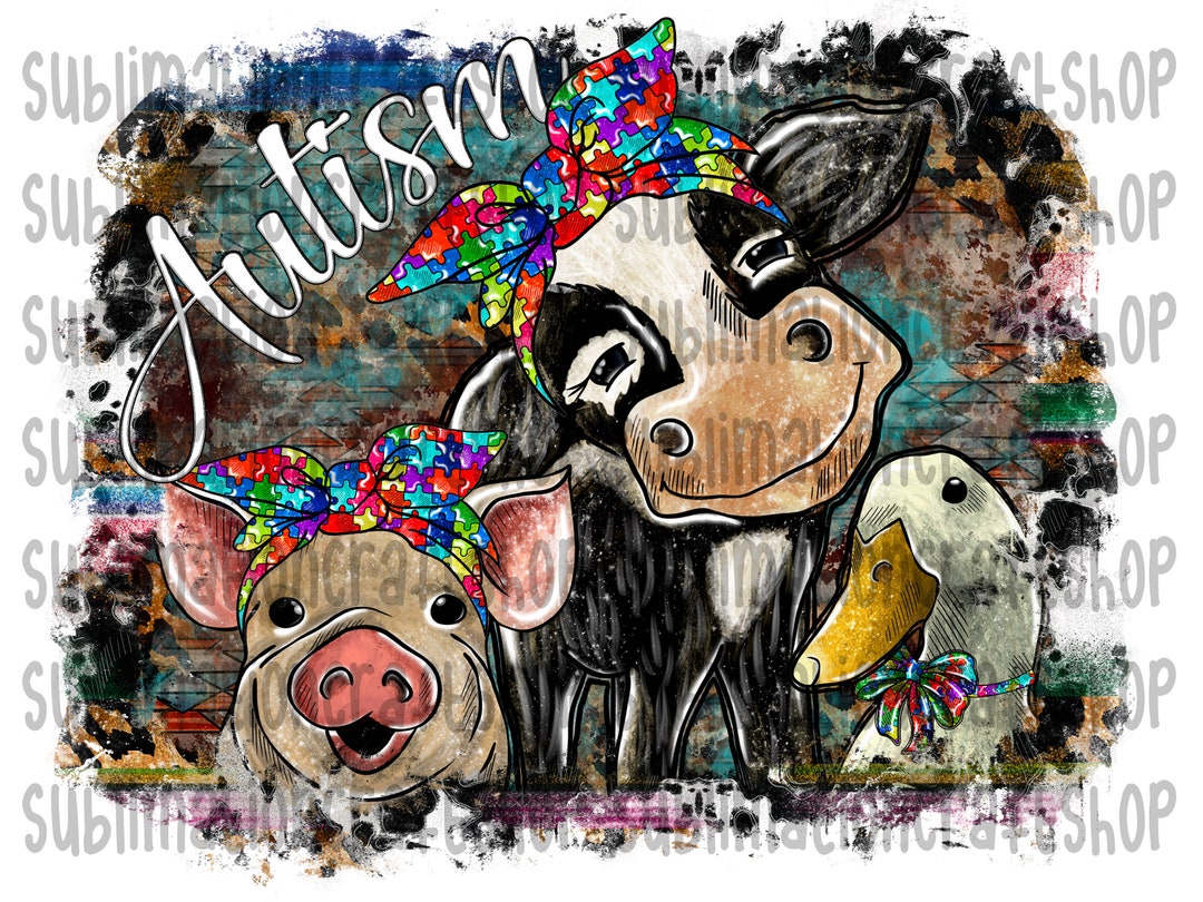 Autism Awareness Autism PNG Cow PNG Autism Design Pig PNG - Etsy
