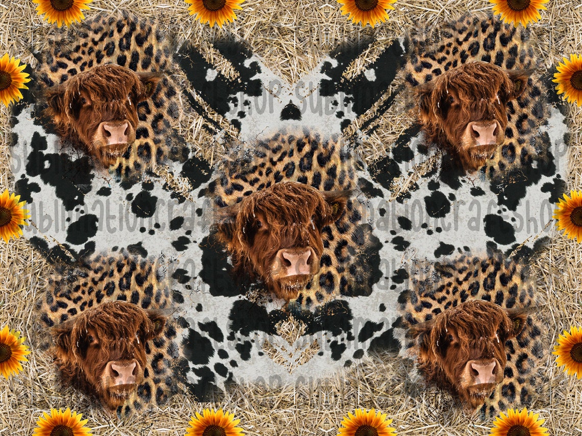 Seamless Pattern Highland Cow Pattern Highland Cow Design | Etsy