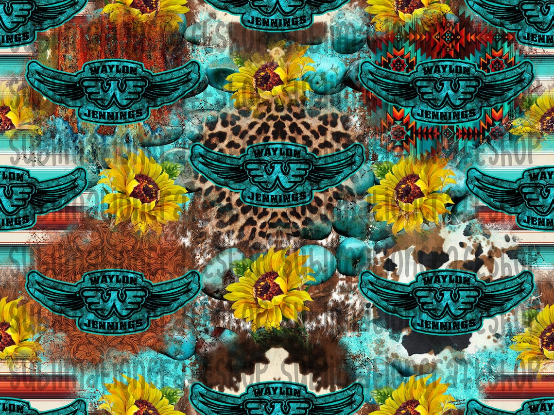 Waylon Jennings Seamless Pattern Png Waylon Jennings Png - Etsy