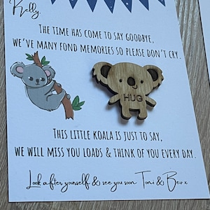 SAYING GOODBYE CARD/ Koala Keepsake Pocket Hug/ Emigrating Gift ...