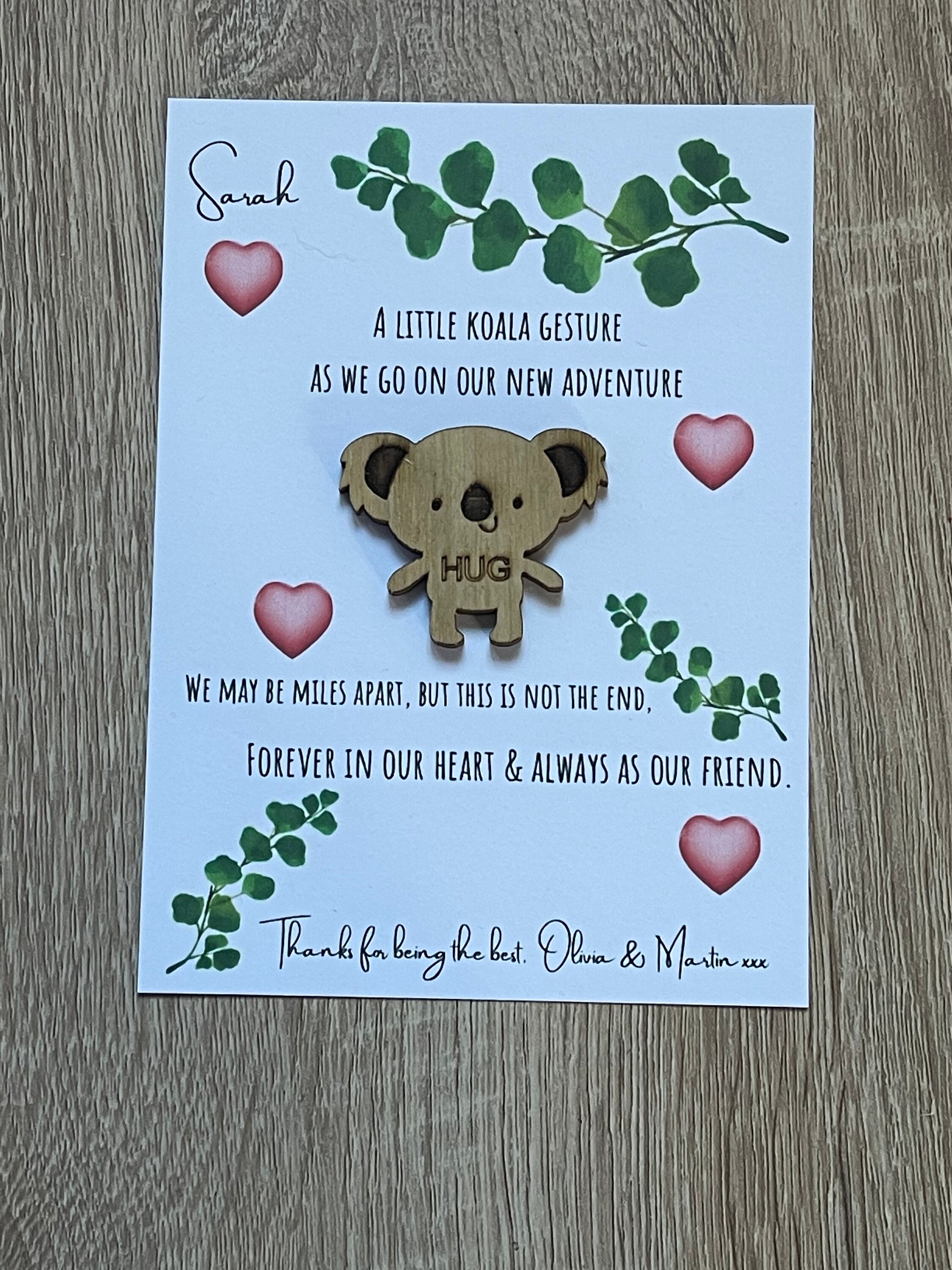 SAYING GOODBYE CARD/ Koala Keepsake Pocket Hug/ Emigrating - Etsy UK