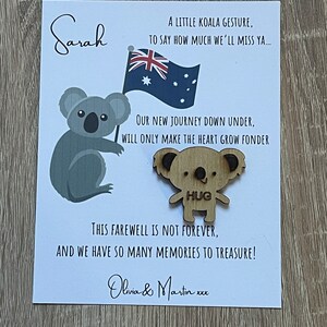 SAYING GOODBYE CARD/ Koala Keepsake Pocket Hug/ Emigrating Gift ...