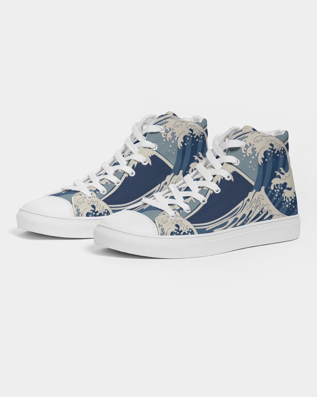 Mountain and Wave Men's High-top Canvas Shoes Wave Sneakers Wave ...
