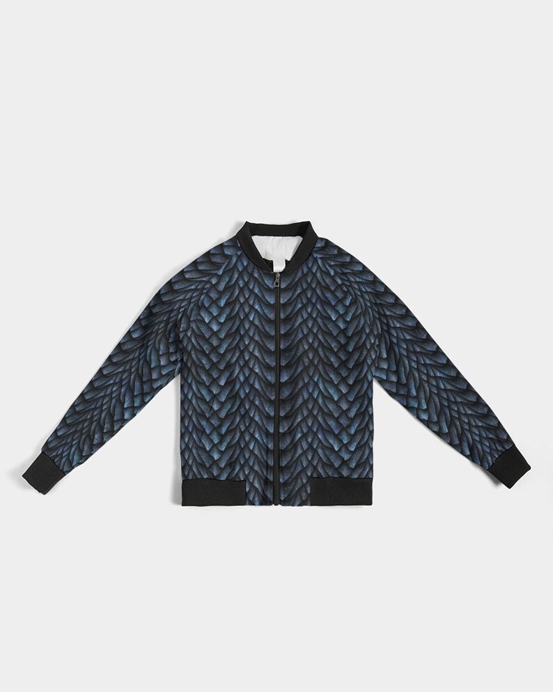 Blue Dragon Scale Print Bomber Jacket Dragon Scale Armor Jacket Dragon ...