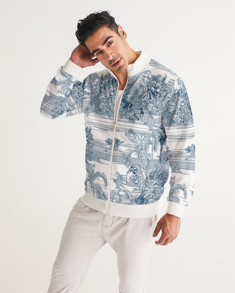 Tiger Print Toile Track Jacket • Blue Toile Jacket • Chinoiserie Jacket ...