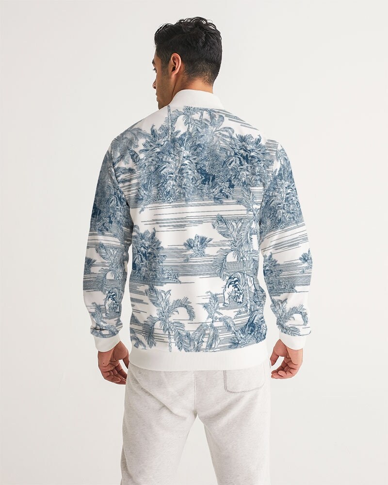 Tiger Print Toile Track Jacket Blue Toile Jacket Chinoiserie Jacket ...