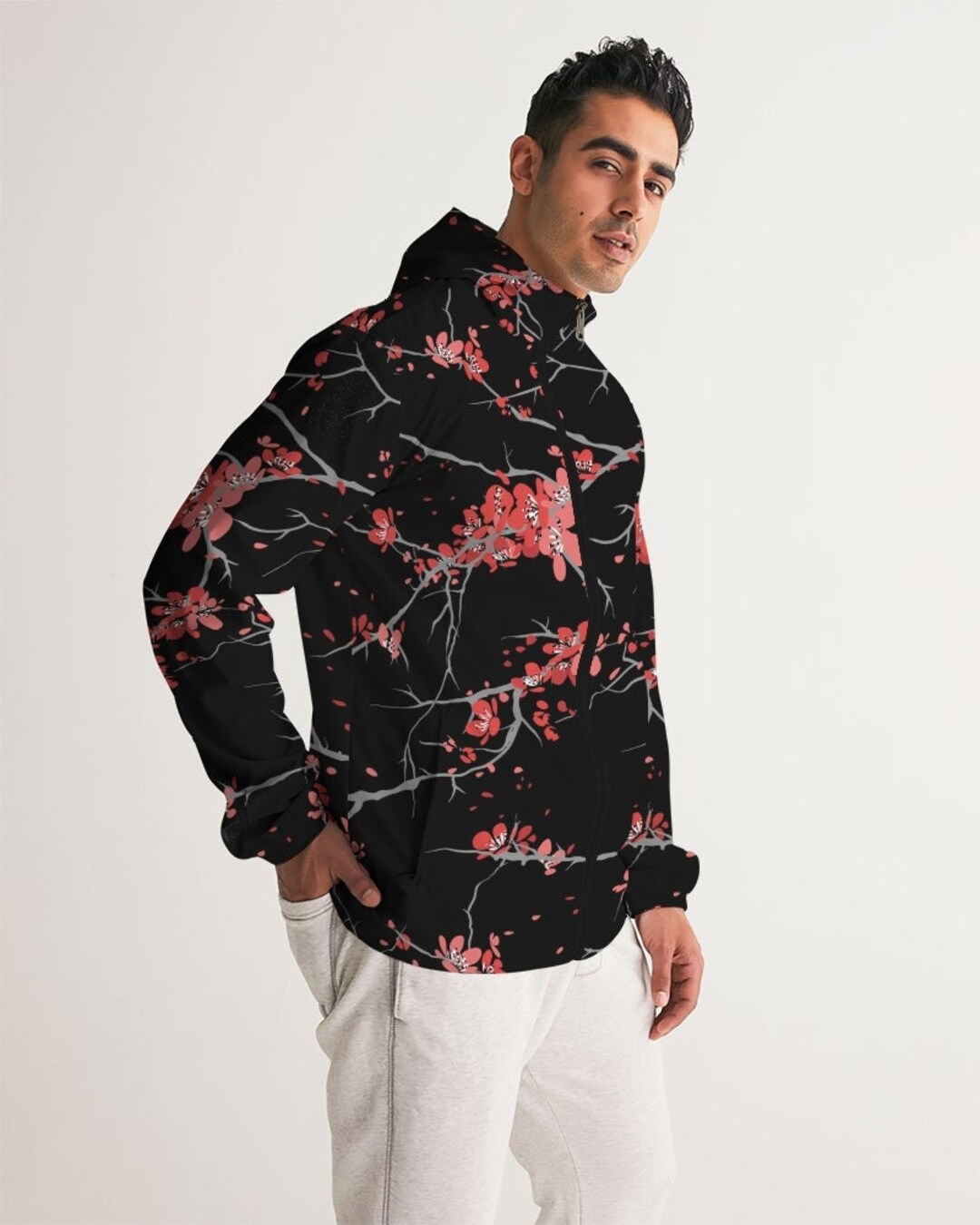 Cherry Blossom Windbreaker, Sakura Flower Print Jacket, Japanese Floral ...