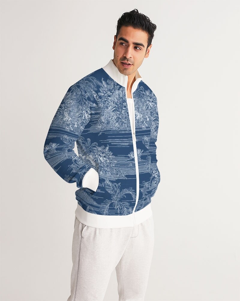 Tiger Print Toile Track Jacket • Blue Toile Jacket • Chinoiserie Jacket ...