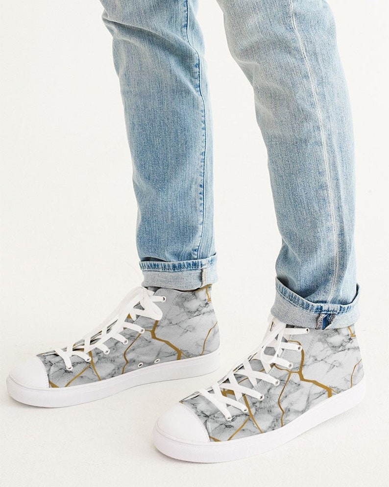Kintsugi Art High-top Canvas Shoes Marble - Etsy