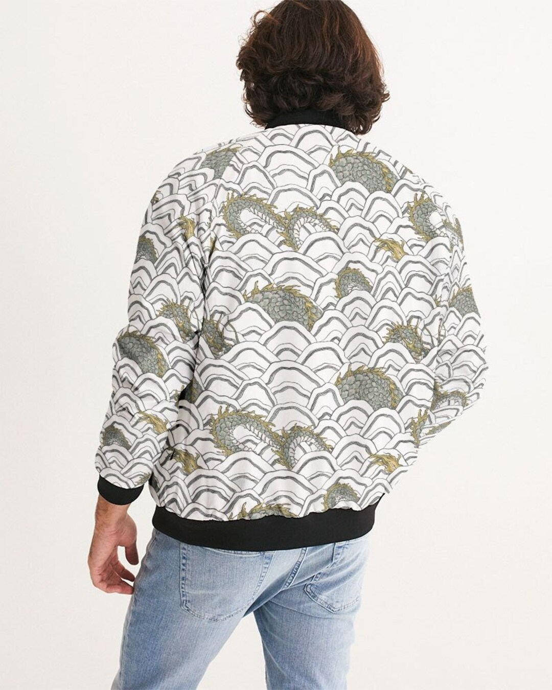Serpent Dragon Scale Bomber Jacket, Dragon Scale Print Coat, Dragon ...