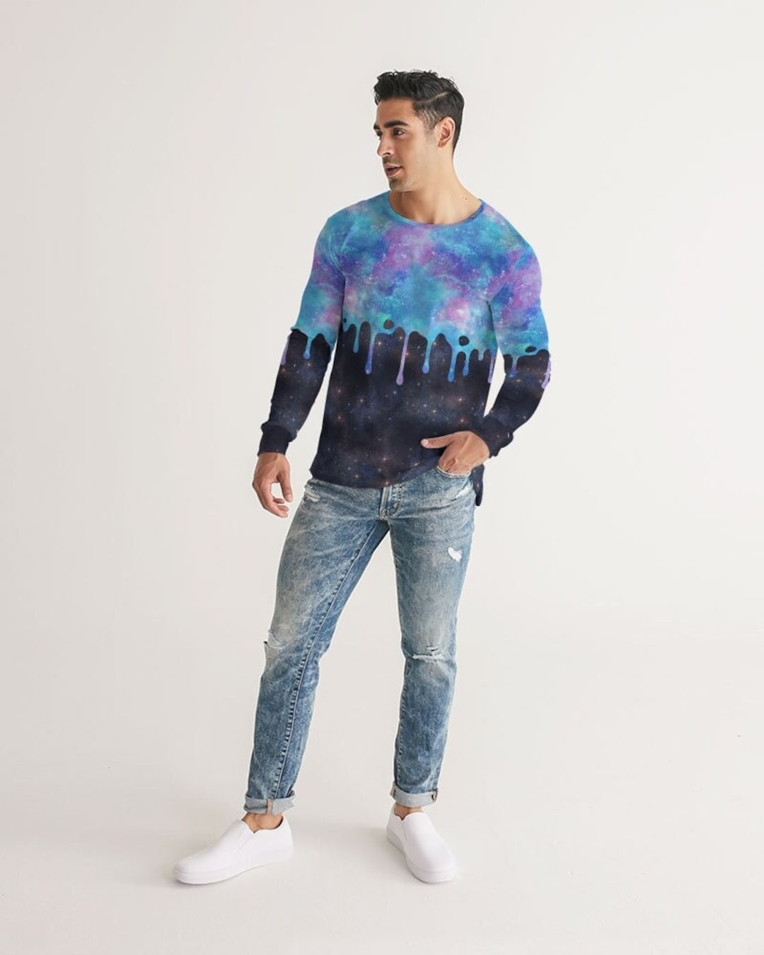 Galaxy Paint Drip Long Sleeve Tee Galaxy Drip Painting Shirt Dripping ...