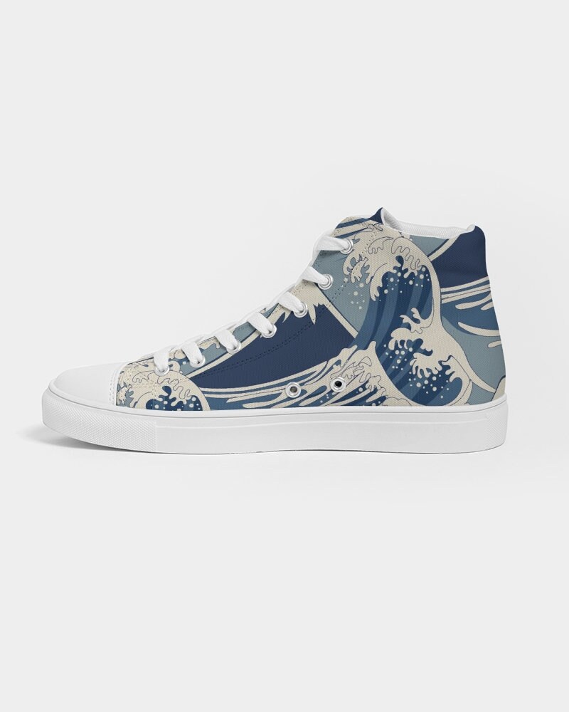 Mountain and Wave Men's High-top Canvas Shoes Wave Sneakers Wave ...