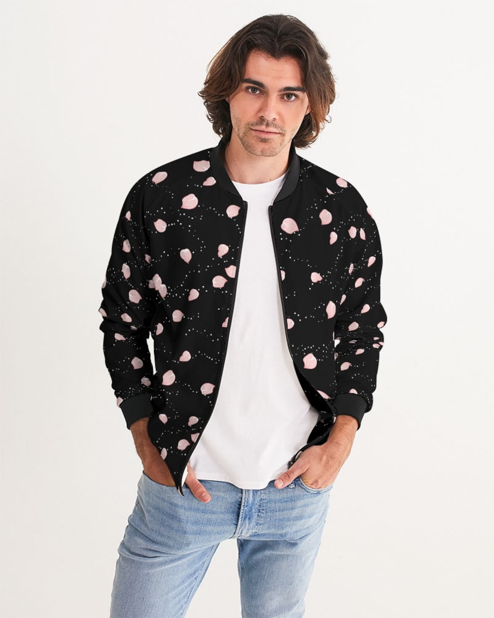 Cherry Blossom Petals Bomber Jacket Spring Blossom Flowers Jacket ...