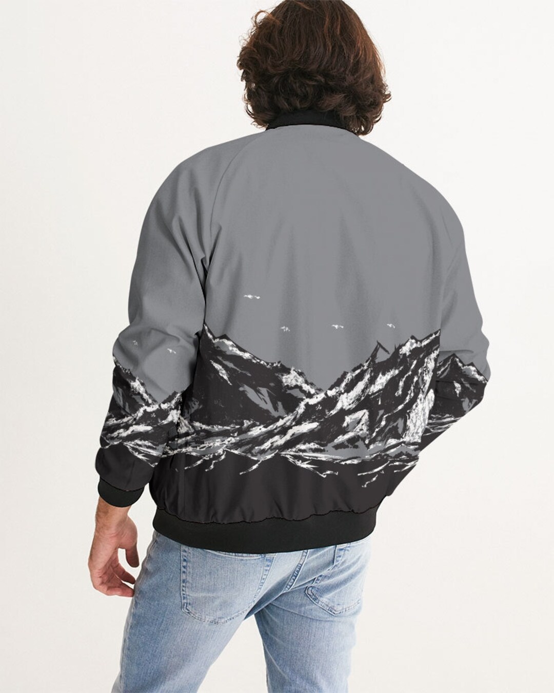 Snow Mountain Landscape Bomber Jacket, Snowy Peak Jacket, Mount Fuji ...