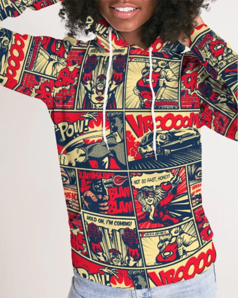 Retro Superhero Comic Strip Hoodie Comic Book Print Hoodie - Etsy