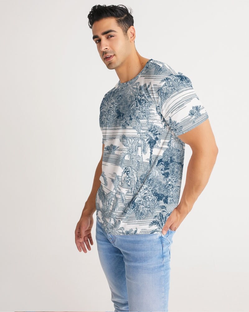 Toile De Jouy Shirt, Blue Toile T-shirt, Tiger Print Tee, Chinoiserie ...