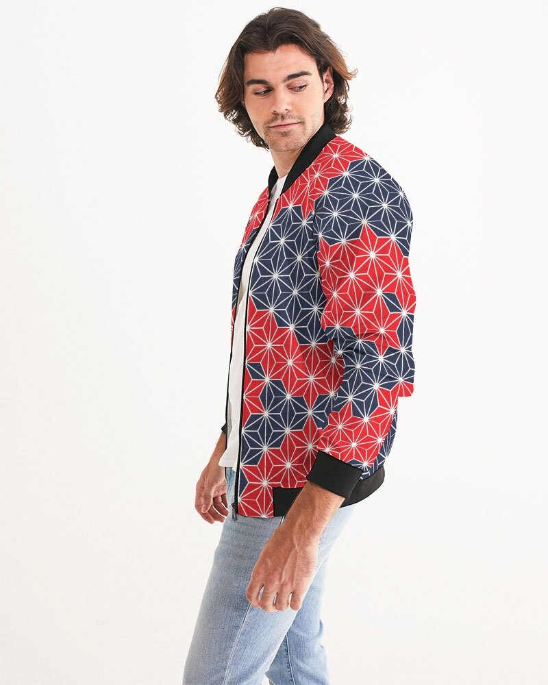 Japanese Pattern Asanoha Print Bomber Jacket Japanese Triangle Pattern ...