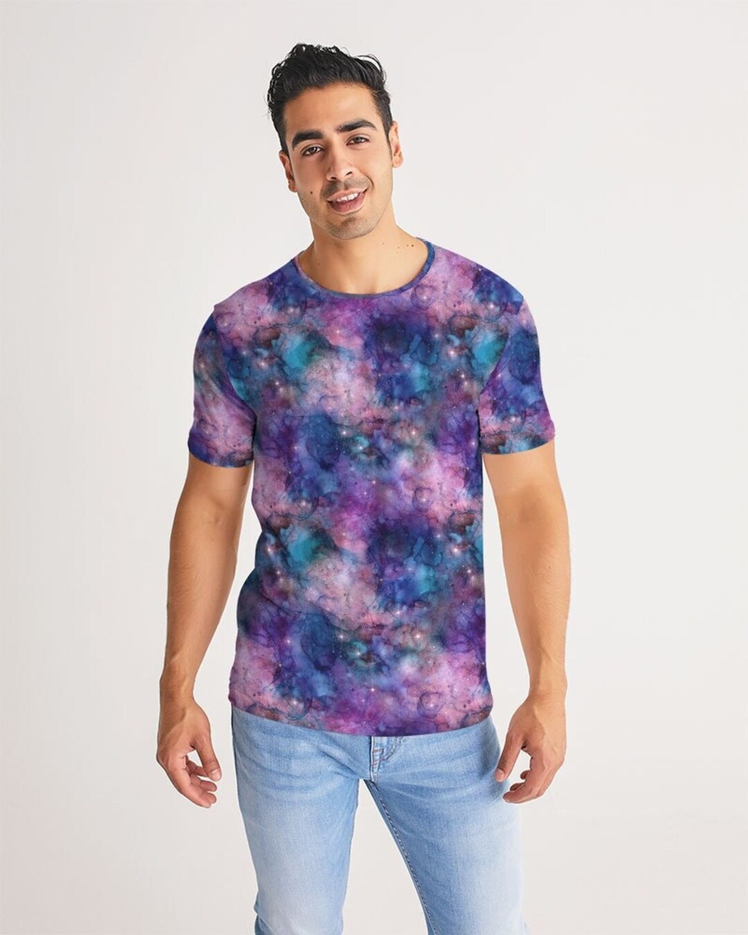 Galaxy Tie Dye Tee, Reflective Galaxy Print T-shirt, Galaxy Swirl ...