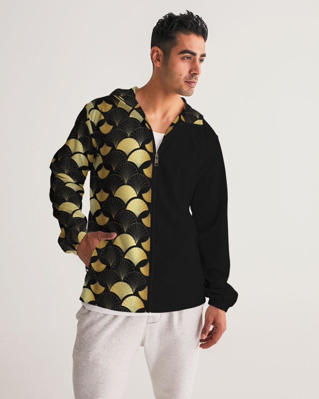 Asian Art Deco Windbreaker Jacket, Japanese Pattern Jacket, Stylish ...