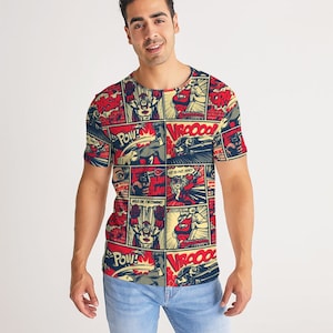 Retro Comic Strip Superhero Tee, Pop Art Graphic T-shirt for Pop ...