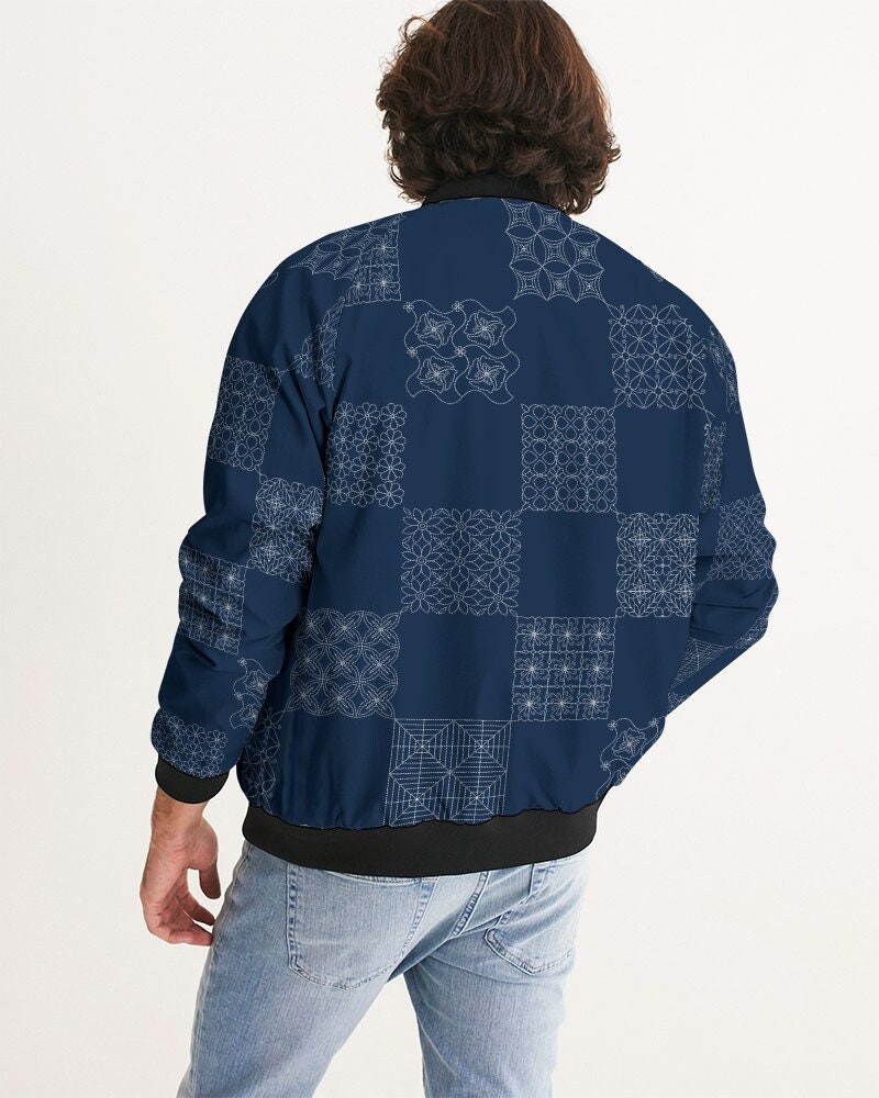 Unique Japanese Sashiko Bomber Jacket With Embroidery Effect, Trendy ...