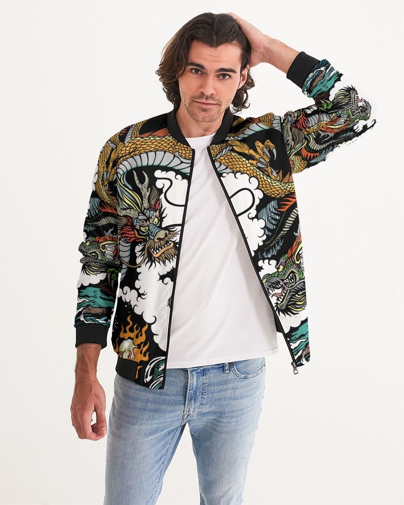 Japanese Dragon Sukajan Jacket, Serpent Dragon Print Jacket, Epic ...
