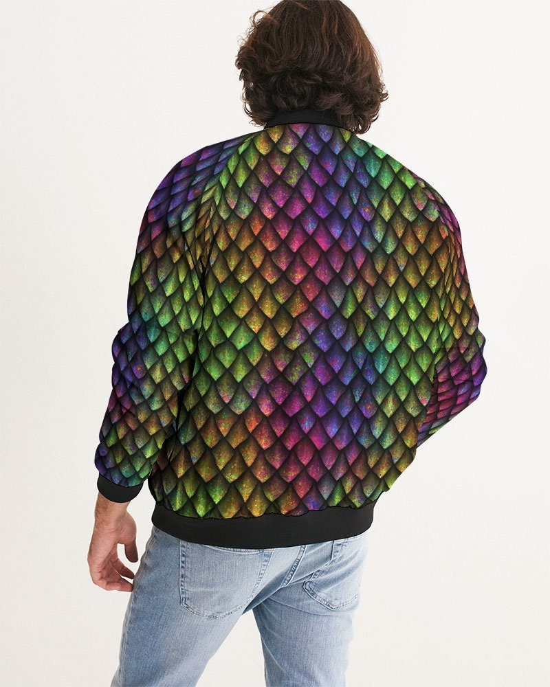 Rainbow Dragon Scale Print Jacket, Mythical Dragon Armor, Dragon Scale ...