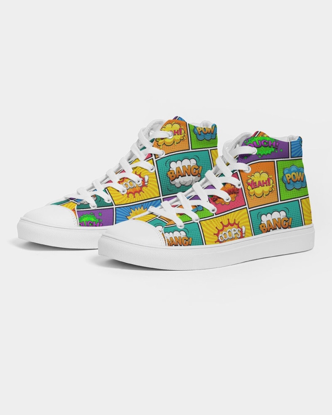Pop Art Comic Book Panel Expression High-top Shoes, Comic Book Print ...