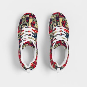 Retro Superhero Comic Strip Women's Athletic Shoes, Comic Book Print ...