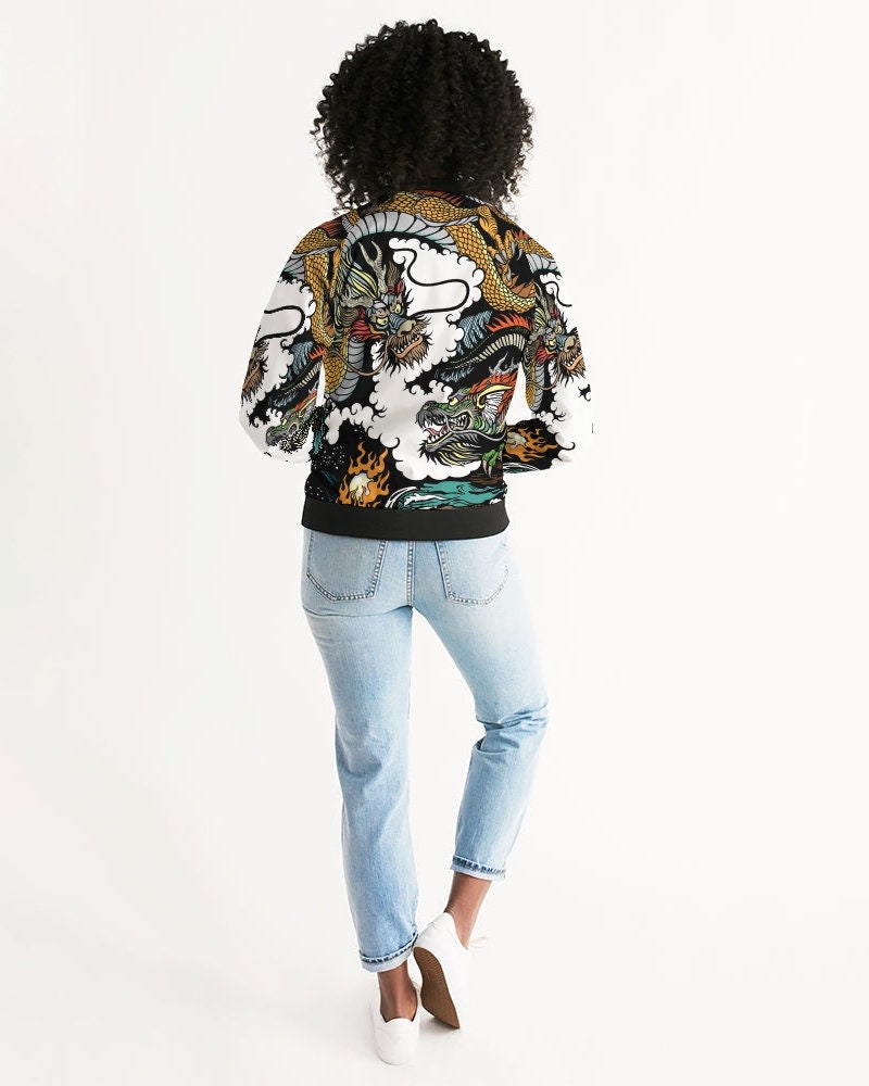 Japanese Dragon Sukajan Jacket, Serpent Dragon Print Jacket, Epic ...