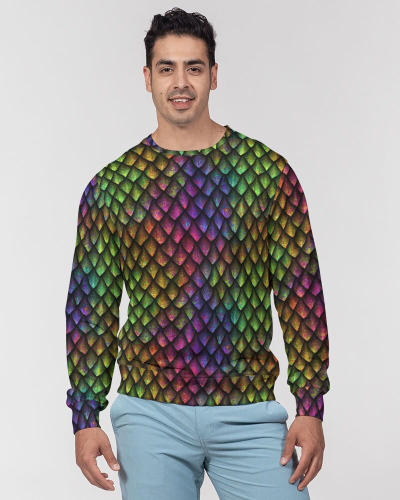Rainbow Dragon Scale Print Crewneck Sweatshirt Dragon Skin Sweatshirt ...