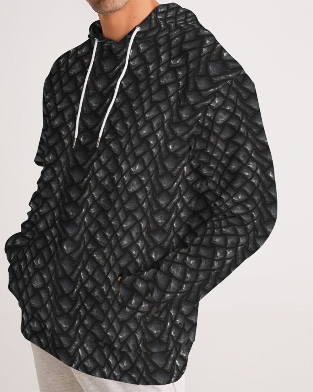 Dragon Scale Black Onyx Hoodie, Cozy Armor for Dragon Lovers, Unique ...