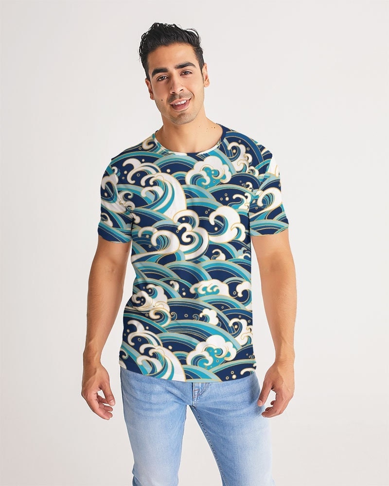 Japanese Wave Print T-shirt, Surf Lover's Tee, Unique Water Pattern ...