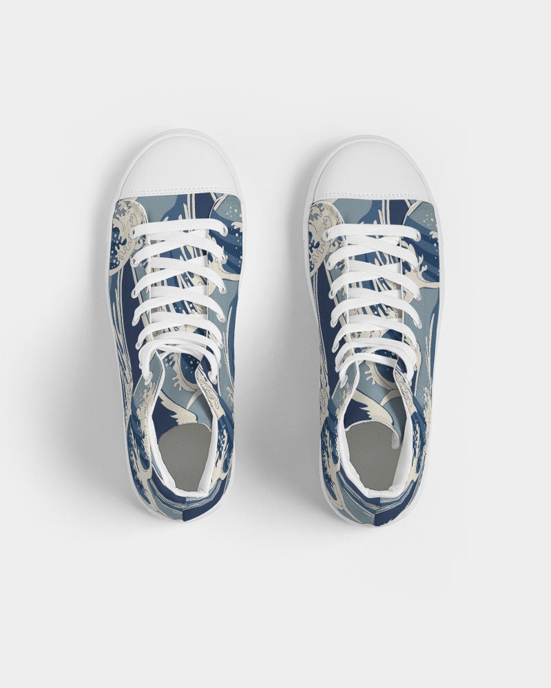 Mountain and Wave Men's High-top Canvas Shoes Wave Sneakers Wave ...