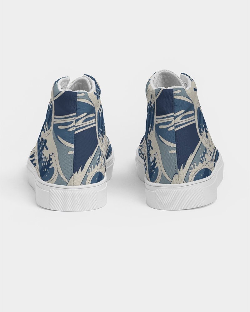 Mountain and Wave Men's High-top Canvas Shoes Wave Sneakers Wave ...