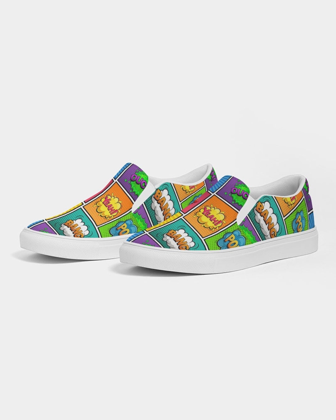 Pop Art Comic Book Panel Expression Slip-on Shoes, Comic Book Print ...