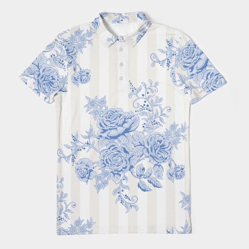 Japanese Peony Slim Fit Polo Peony Flower Polo Shirt sold by Long-Time ...