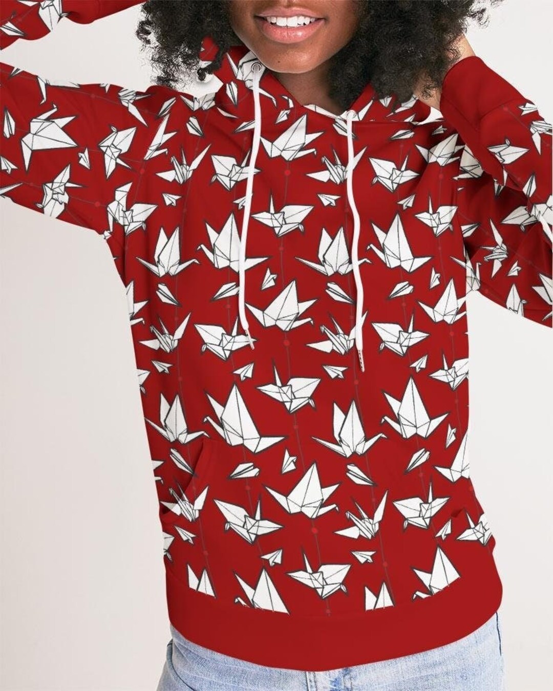 Origami Chain Hoodie, Paper Crane Sweatshirt, Origami Bird Hooded ...