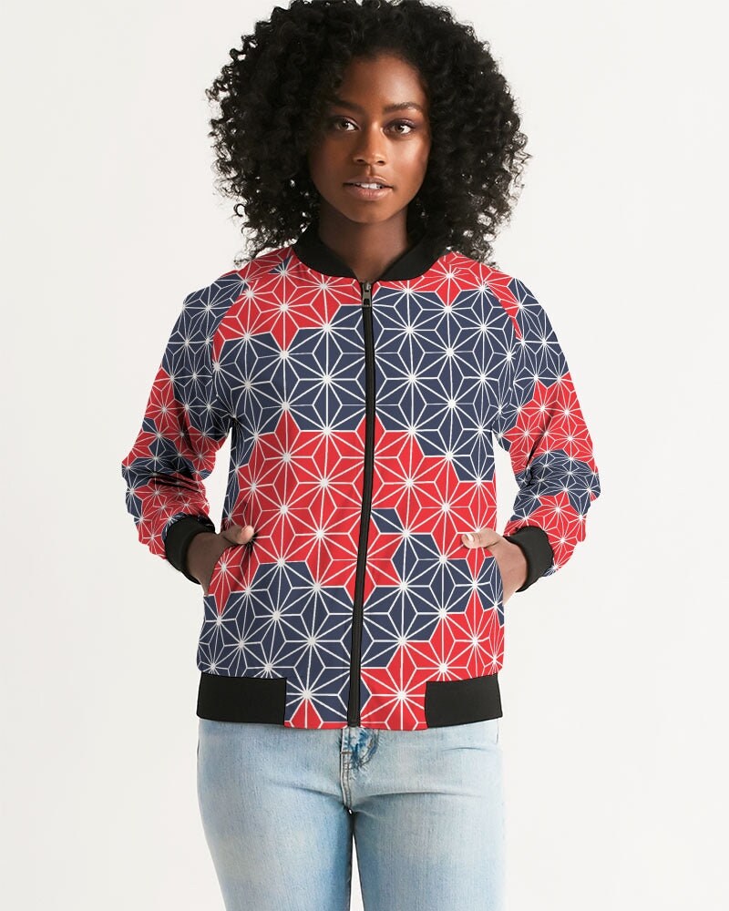 Japanese Pattern Asanoha Print Bomber Jacket Japanese Triangle Pattern ...