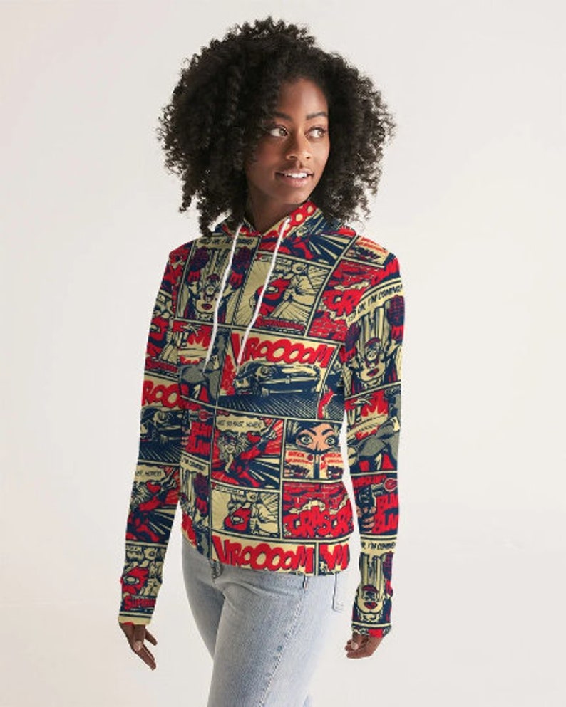Retro Superhero Comic Strip Hoodie Comic Book Print Hoodie - Etsy