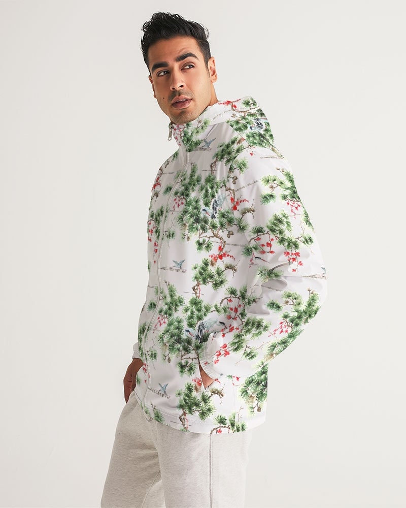 Japanese Crane Windbreaker, Elegant Floral Print Jacket, Garden Toile ...
