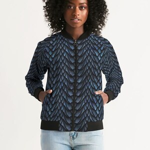 Blue Dragon Scale Print Bomber Jacket Dragon Scale Armor | Etsy